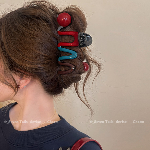 Colorful Wave Clip Women's 2024 New Hair Clip High-Quality Shark Clip ...