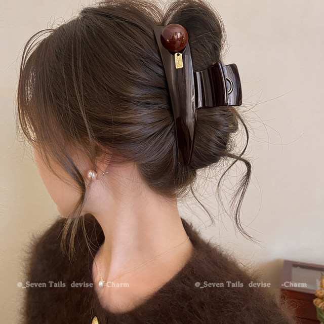 Gold label round bead grab clip high-end hair clip women's back of the ...
