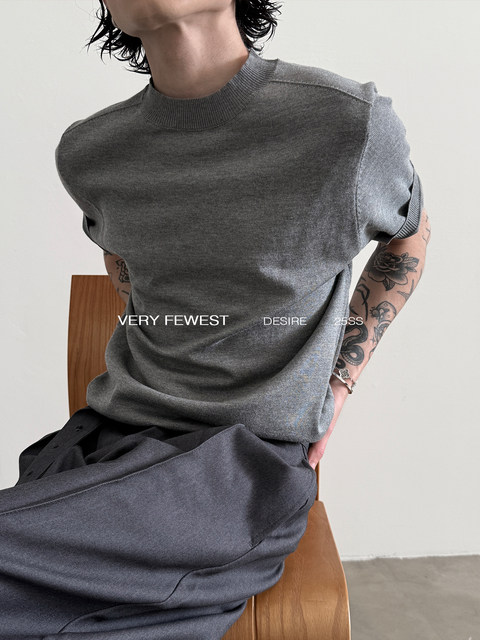 VERY FEWEST fashionable minimalist stand-up collar short-sleeved ...