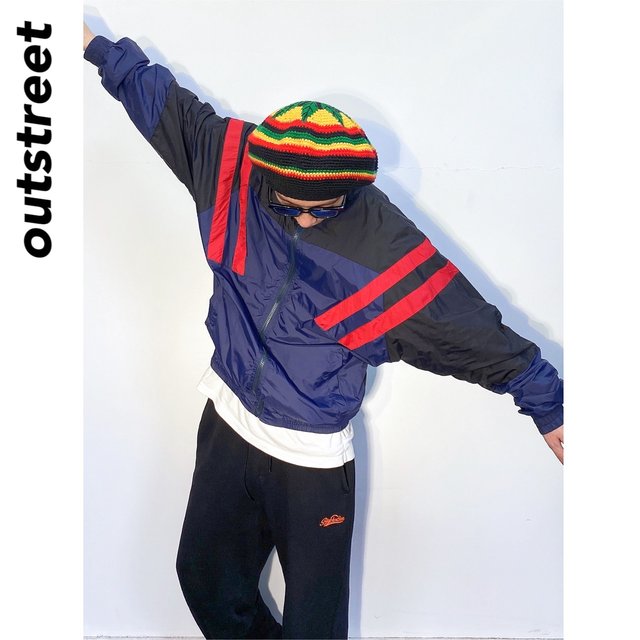 Retro men's and women's color-blocked sports jackets, lightweight ...