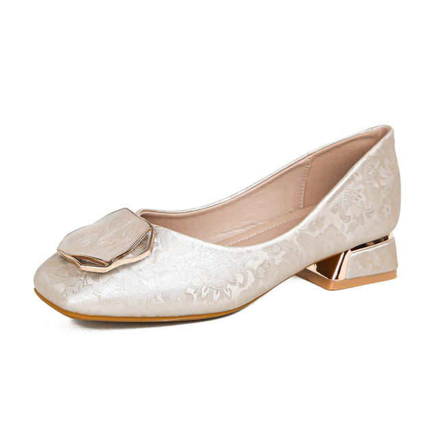 New Chinese style Chinese style thick heel single shoes for women ...