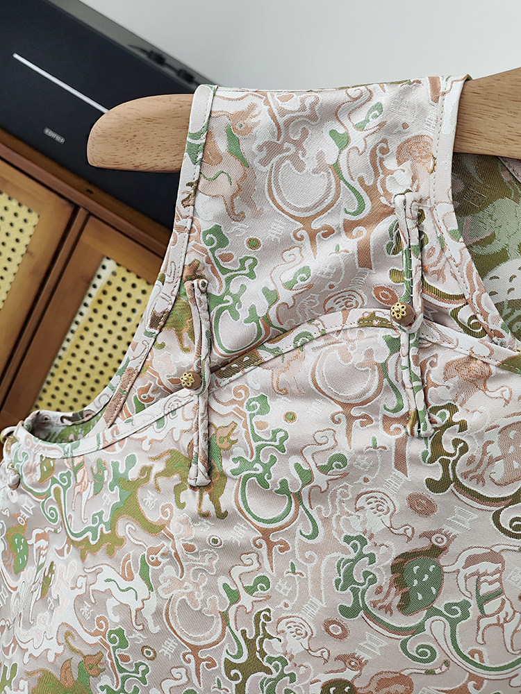 New Chinese style elegant and slim mulberry silk song brocade dress