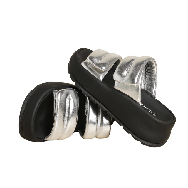 Thick-soled soft elastic one-word slippers for women to wear with ...