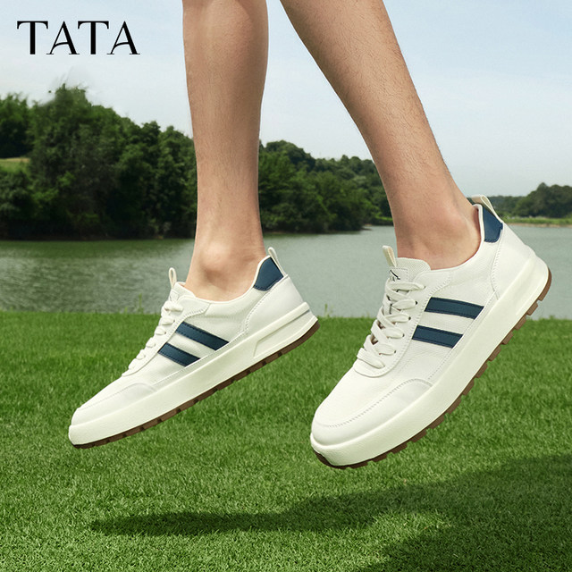 Tata casual shoes sneakers men's moral training shoes thick-soled white ...