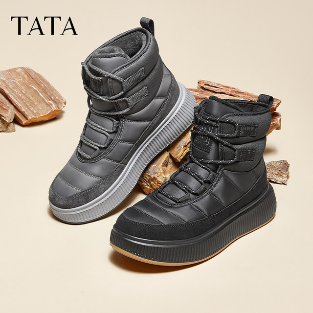 TATA thick-soled plus velvet snow boots men's boots casual waterproof ...