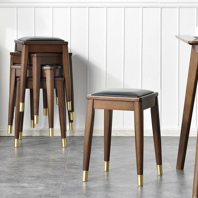 Stool Household solid wood square stool can stack the restaurant meal ...