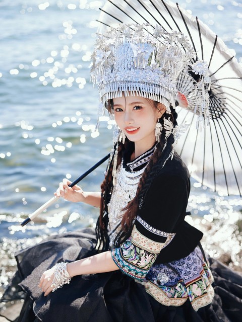 Miao Nationality Tujia Nationality Style Clothing Miao Jiang Black ...