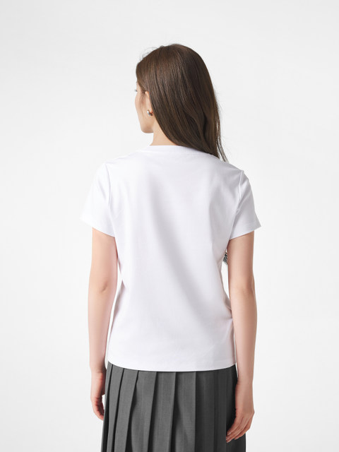 Hot air short-sleeved T-shirt 2025 spring new basic white round neck short-sleeved black ...