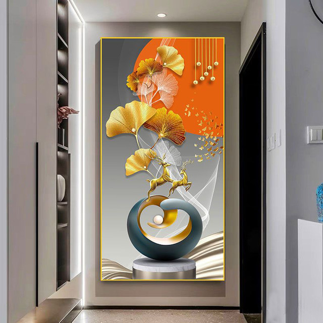 Light luxury entrance hall painting self-adhesive wallpaper aisle ...