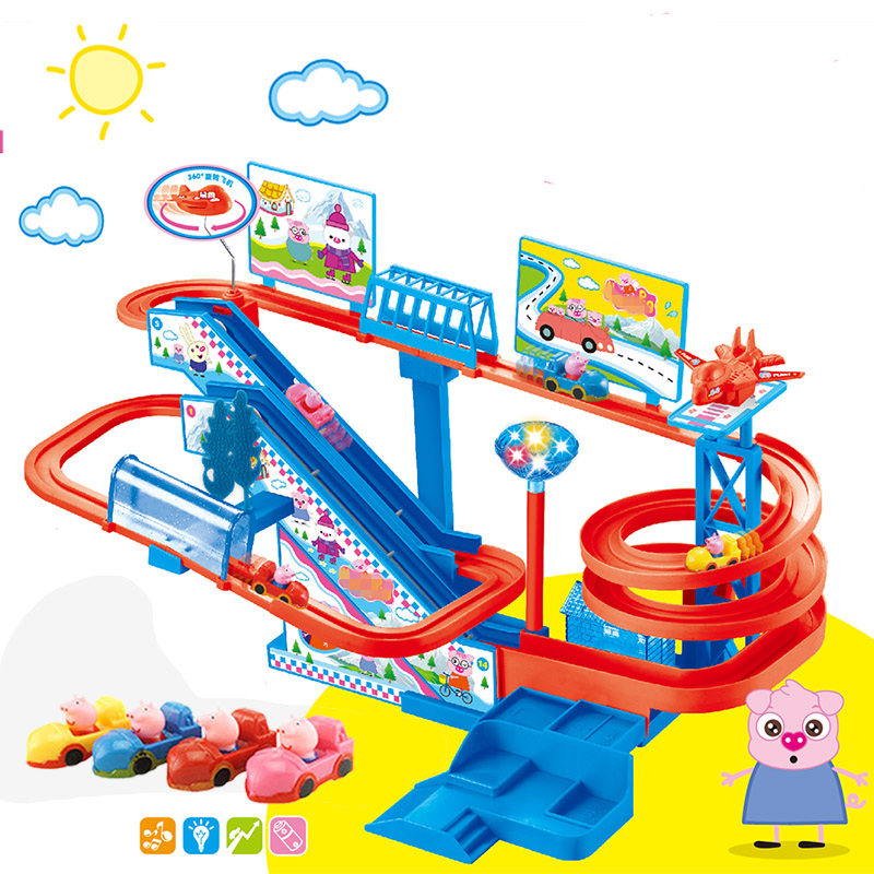 Ηλεκτρικό Αυτοκίνητο Πίστας Peppa Pig - Φόρτιση USB, Ανάβαση Σκάλων