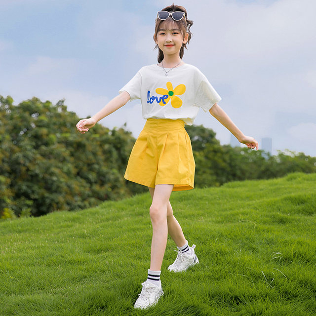 Girls Summer Set 2024 New Western Children's Short Sleeve Summer Summer ...