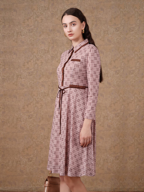 Giovanni's new spring dress with long sleeves print waist slimming ET3E732108