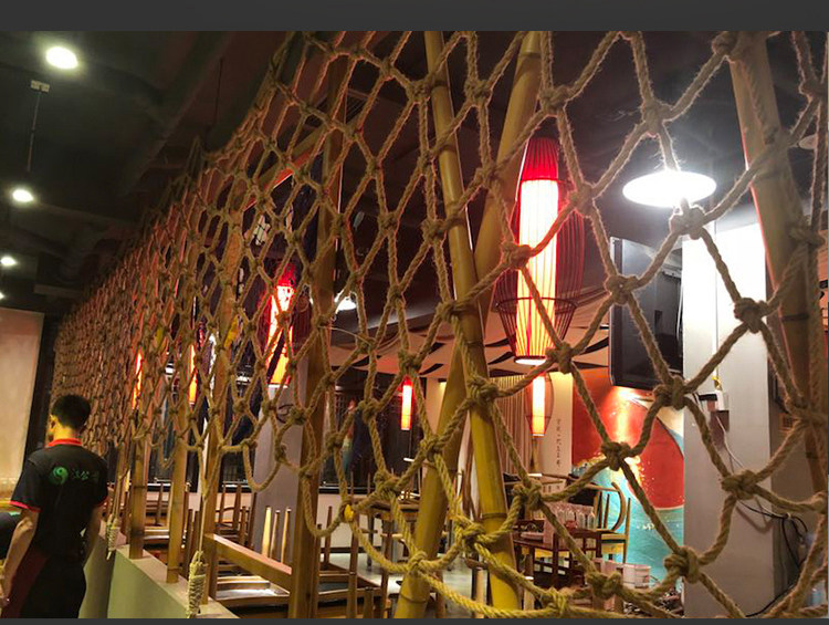 Hemp rope grid decorative net hemp rope woven net ceiling bar retro ...