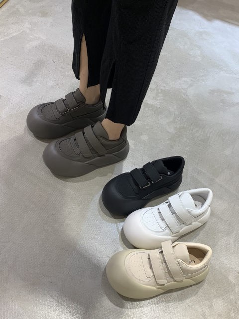 SGIRLTWTW Japanese big-head bread shoes for women ins niche Velcro ...