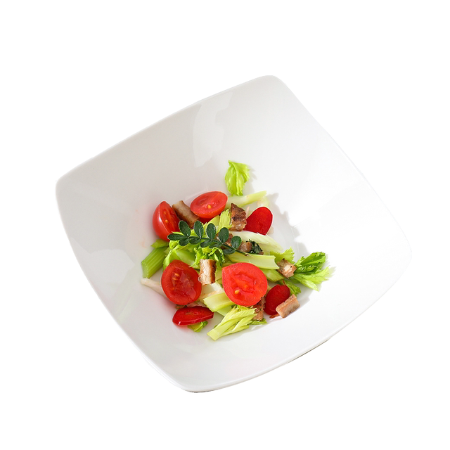 Pure white simple square soup bowl soup plate dish plate household ...