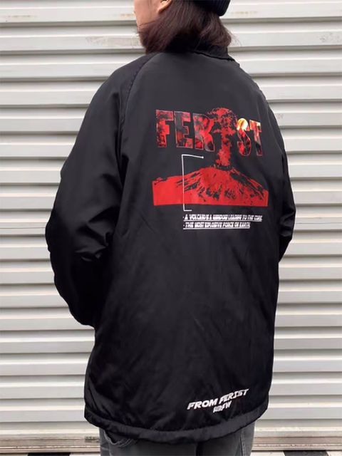 SKRM LAB FERIST Volcano Print Coach Jacket Men and Women Couple Casual ...