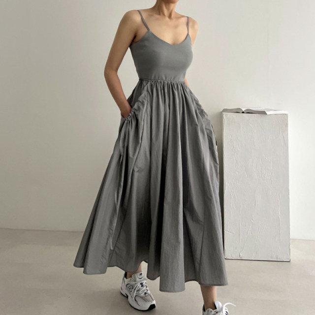 Korean Chic Summer French Niche U-Neck Off-Shoulder Ruched Waist ...