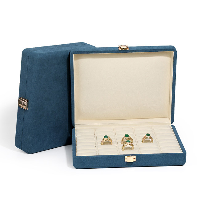 Super fiber blue exterior and beige interior high-end jewelry box ...