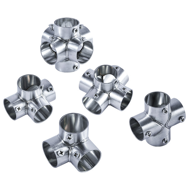 Clothes pole four-way round pipe connector stainless steel pipe ...