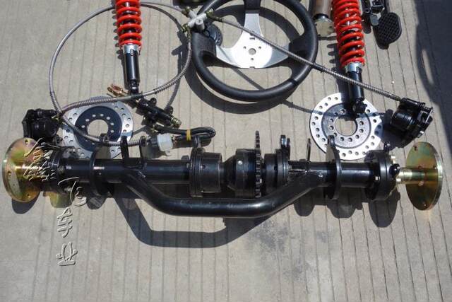 Homemade modified four-wheel motorcycle kart front and rear suspension ...