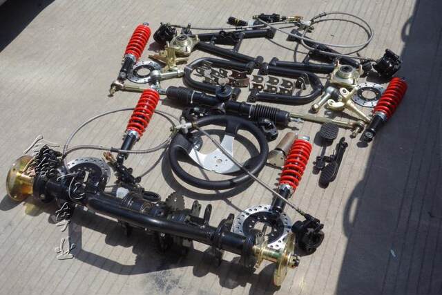 Homemade modified four-wheel motorcycle kart front and rear suspension ...