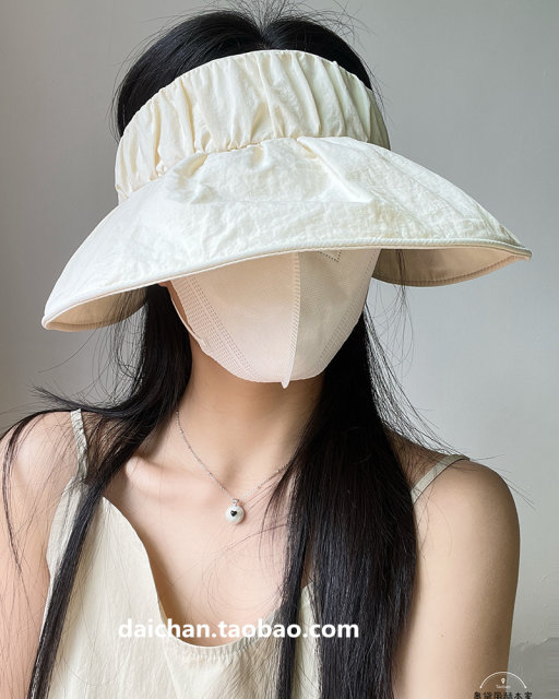 Korean designer sweet pleated quick-drying sunscreen empty top hat ...