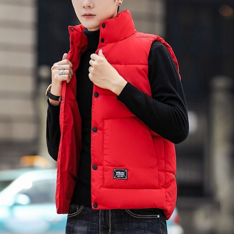 Autumn and winter vest men's Korean edition tide brand slim -fitting vest thickened horse clip ...
