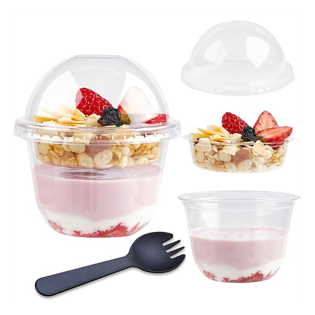 Disposable PET plastic cup U-shaped double-layer yogurt oatmeal yogurt ...