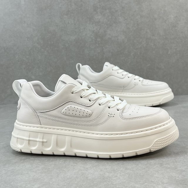 Men's shoes, autumn genuine leather white shoes, simple and breathable ...