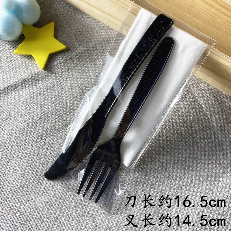 Western food knives and forks - Black fork + paper towels 100 sets
