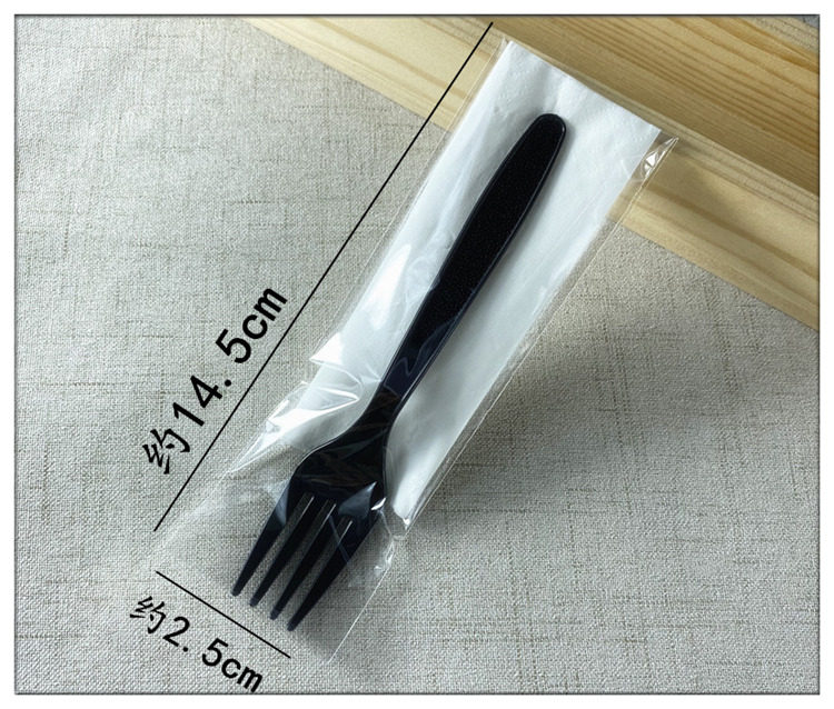 Western food knives and forks - Black fork + paper towels 100 sets
