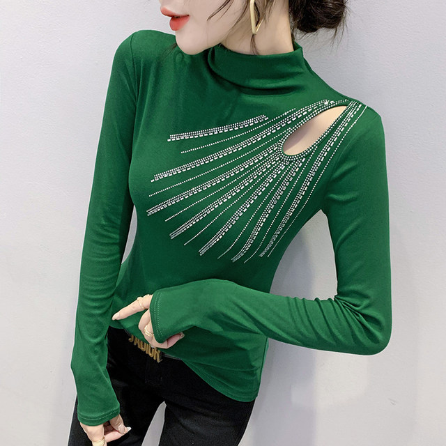 Half -high -necked bottom shirt, female spring and autumn heavy work ...