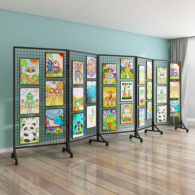 Folding grid display stand, painting studio, kindergarten work display ...