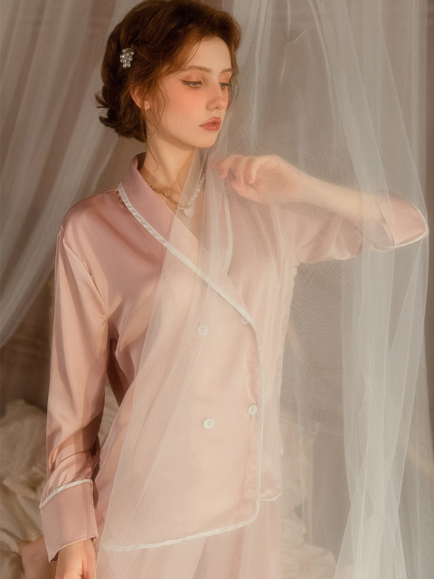 French pajamas for women spring and autumn 2024 new long-sleeved double ...