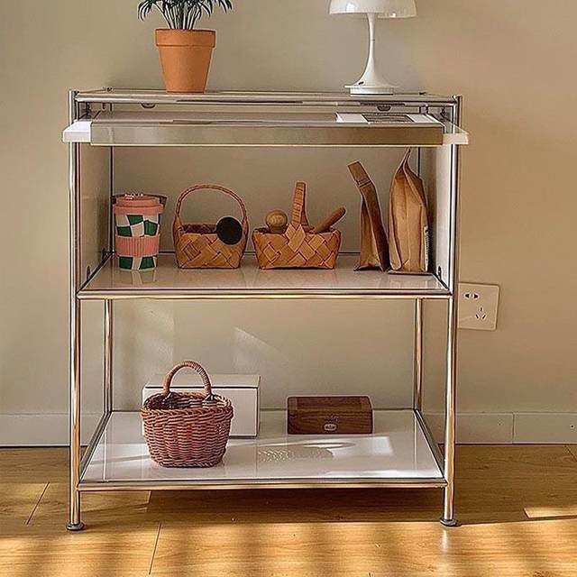 Middle -aged USM module cabinet bedroom Furnishing stainless steel bedside cabinet ins Sofa ...