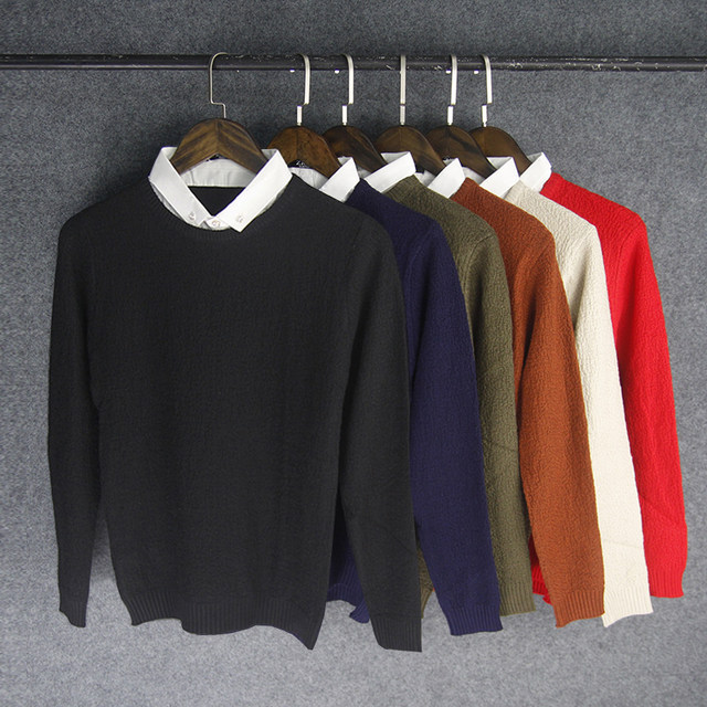2019 winter collared retro thickened thick thread knitted solid color ...
