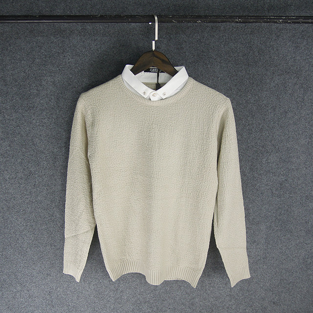 2019 winter collared retro thickened thick thread knitted solid color ...