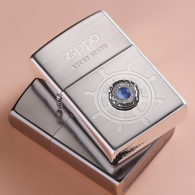 Lighter zippo original genuine brushed silver plated Korean version ...