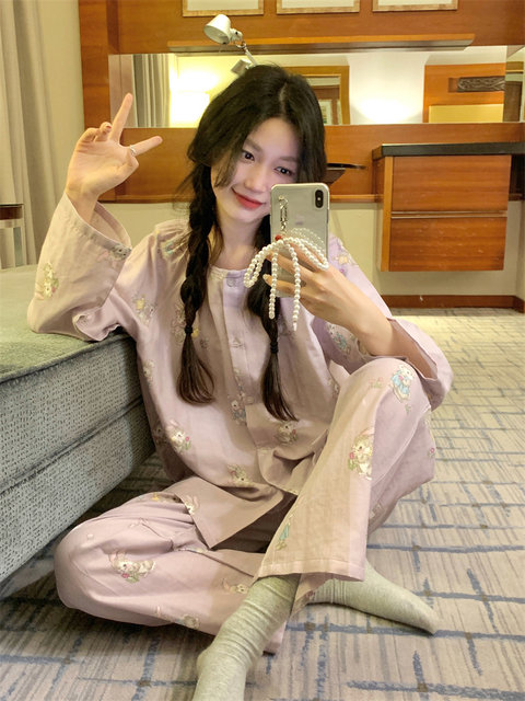 Coni Rabbit Cartoon Bear Cute Spring and Autumn Cotton Pajamas Women's ...