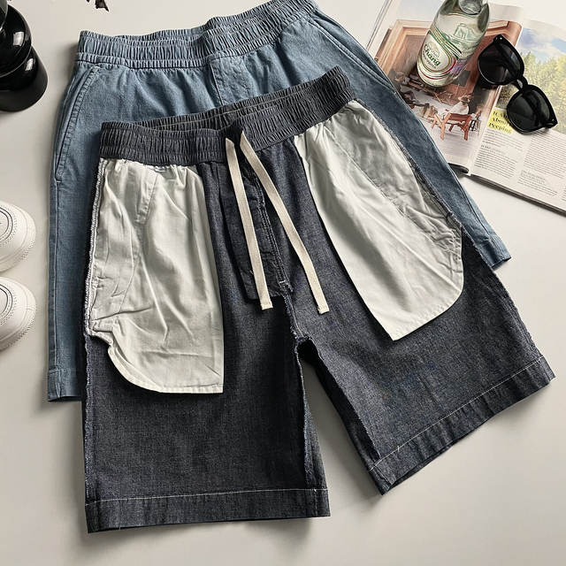 Pure fate! Qiuqiu U family men's summer stretch elastic drawstring denim shorts 66663/455900