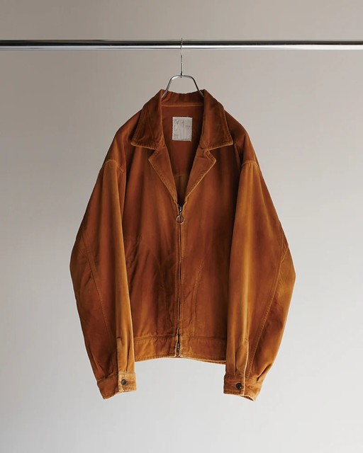 ANCELLM C/VELVET ZIPUP JACKET 23AW washed velvet dyed short zipper jacket