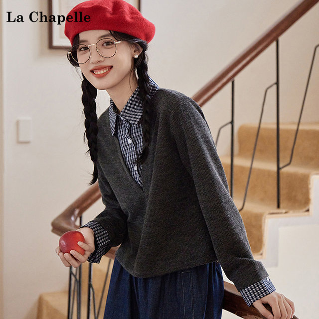 La Xiabeel/Lachapelle Autumn Vocal Wind Fake two stitching checkered ...