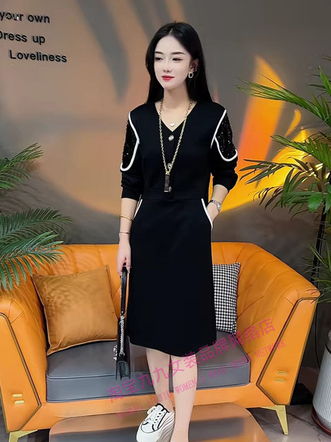 Sequenant Switching Temperature Dress Women's Autumn and Winter Long ...