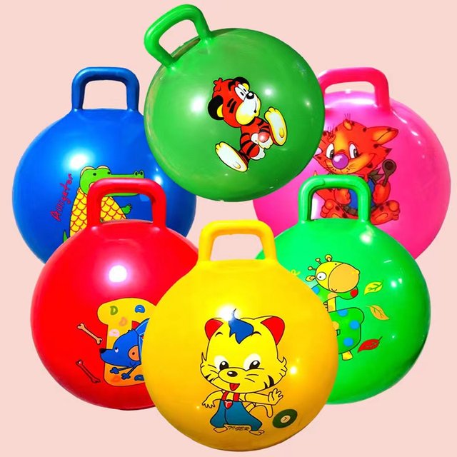 Children's baby elastic inflatable handle cartoon shooting leather ball ...