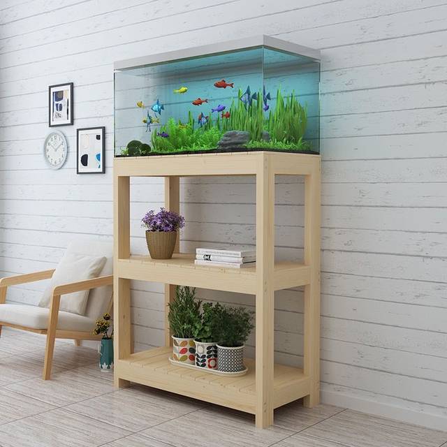 Solid wood fish tank rack double-layer custom-made simple and simple ...