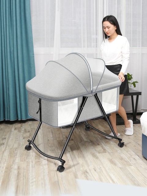 Crib removable portable baby bed multifunctional foldable newborn crib cradle bed bb bed with wheels