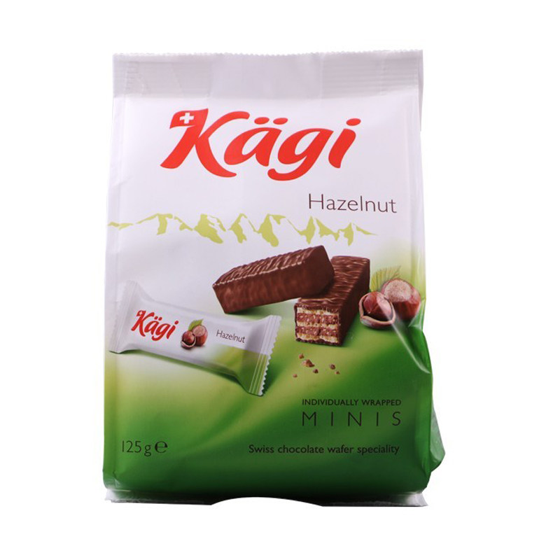 Kagi swiss 수입 미니 초콜릿 웨이퍼 비스킷 - 헤이즐넛 초콜릿 맛, 125g