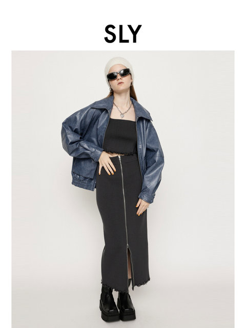 SLY retro elegant skirt commuting simple style solid color tassel ...