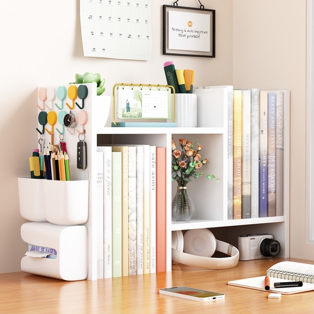 Bookshelf desktop storage rack bedroom office table small multi-layer ...
