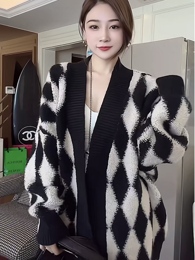 High-end thickened soft flocking sweater jacket for women in autumn and ...